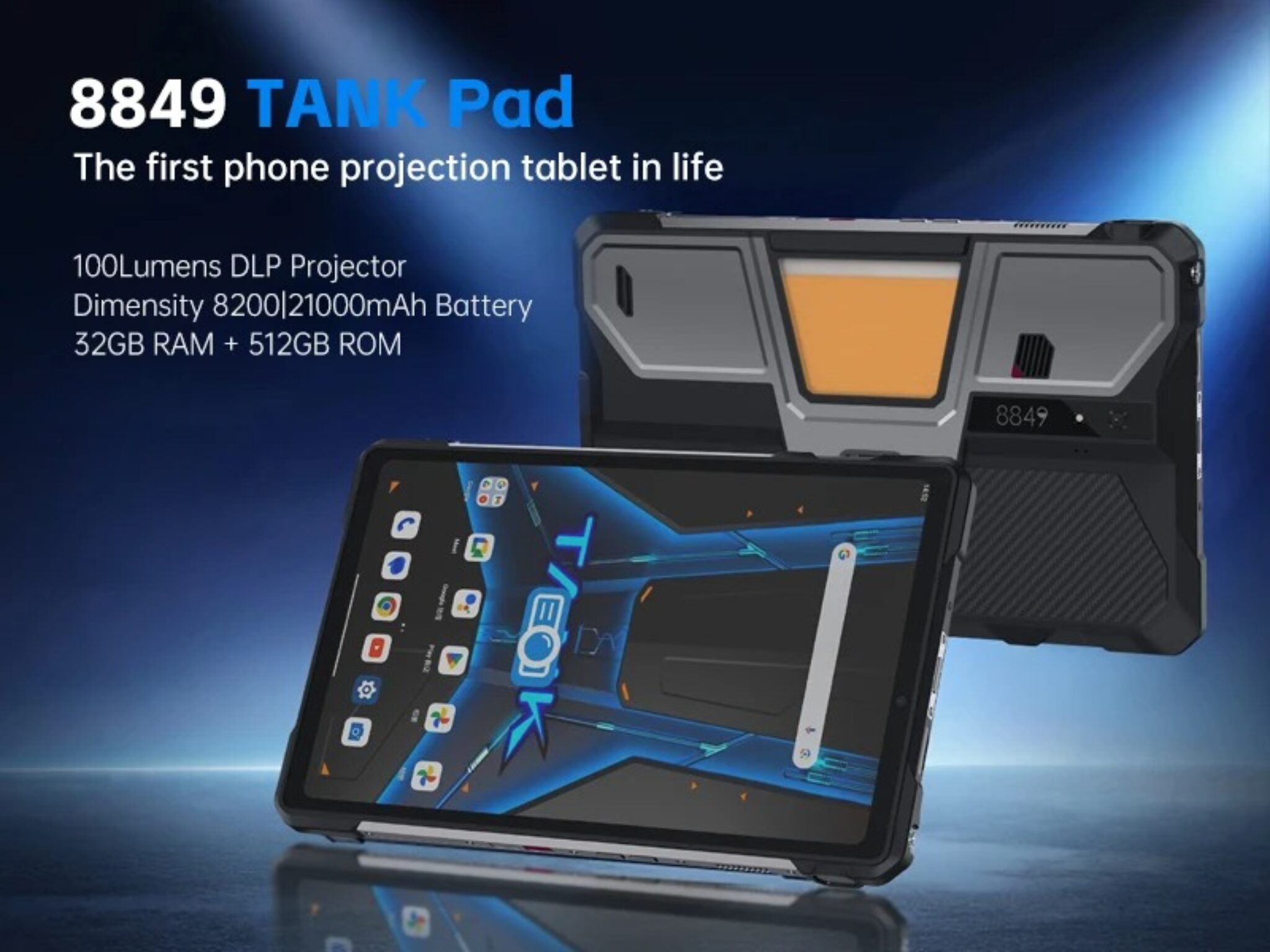 8849 TANK PAD – Tablet rugerizada con proyector, pantalla HD+ 10,95 ...